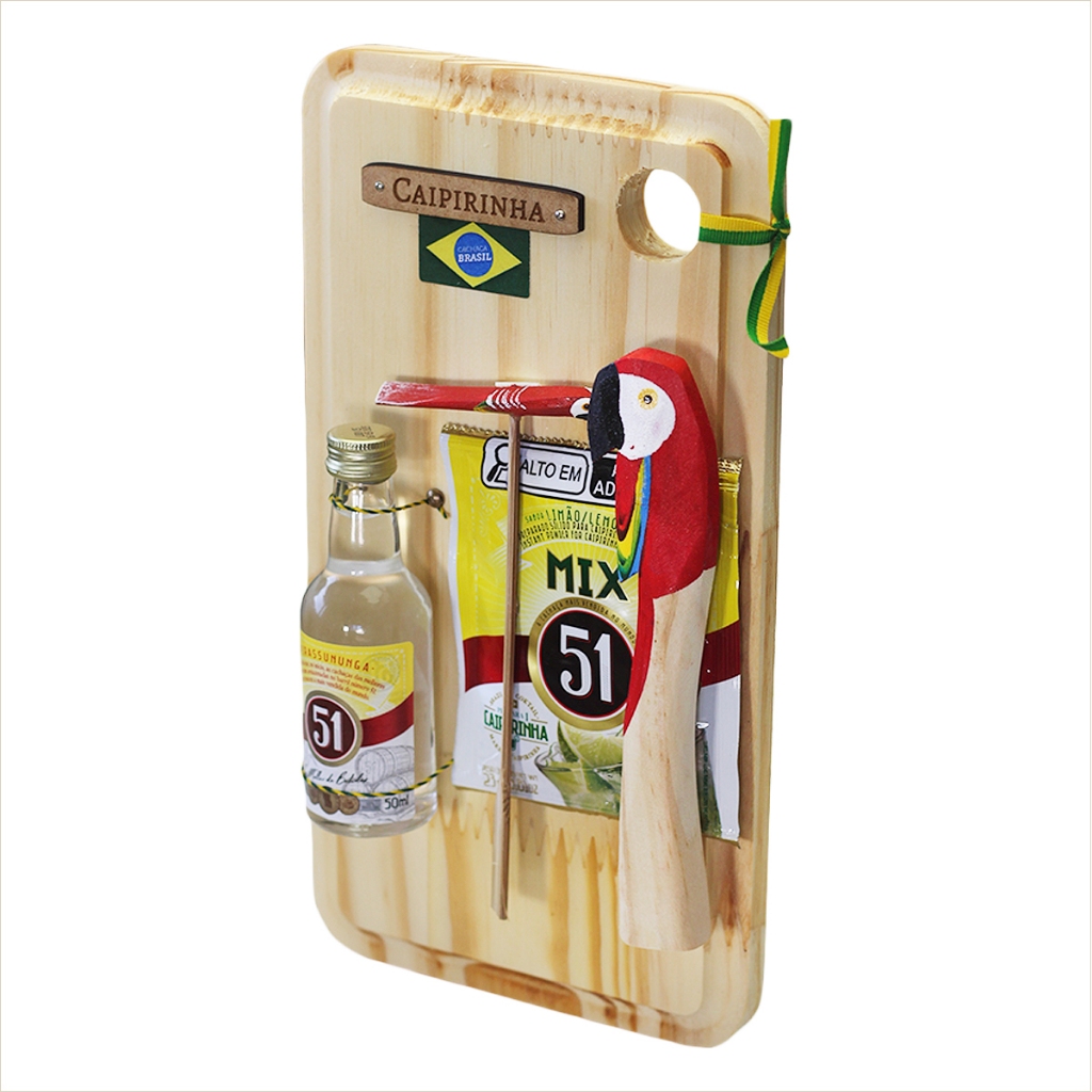 Kit Caipirinha 51 Pitú Mix Na Tábua Artesanal C/ Socador Mexedor ...