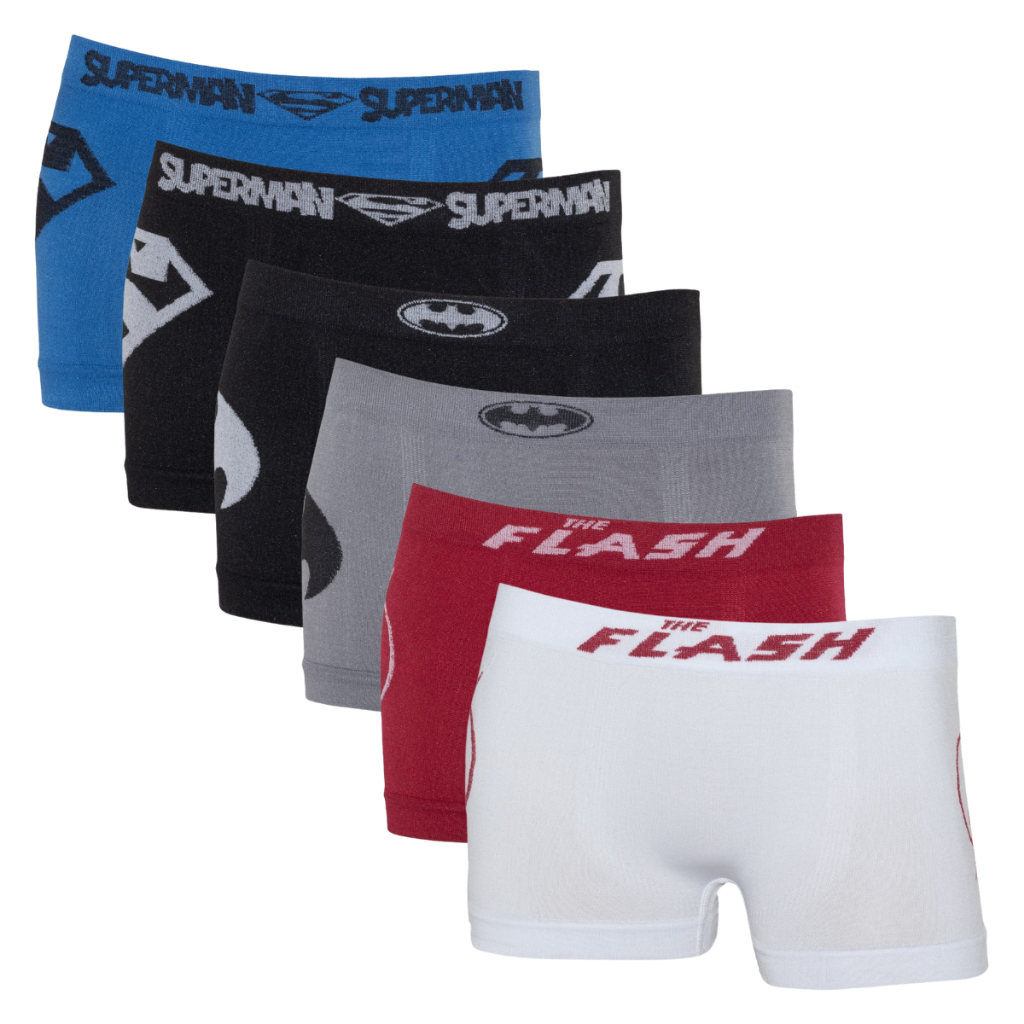 Kit 6 Cueca Infantil Box Menino Super Heróis Warner Bros Liga da ...