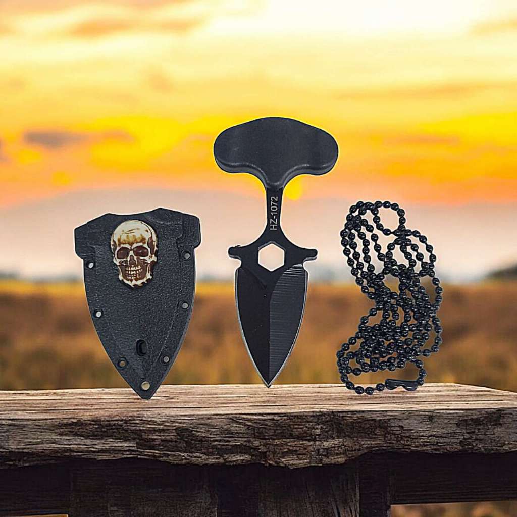 Mini Faca Push T Dagger Ds Com Caveira Na Bainha e Corrente | Shopee Brasil