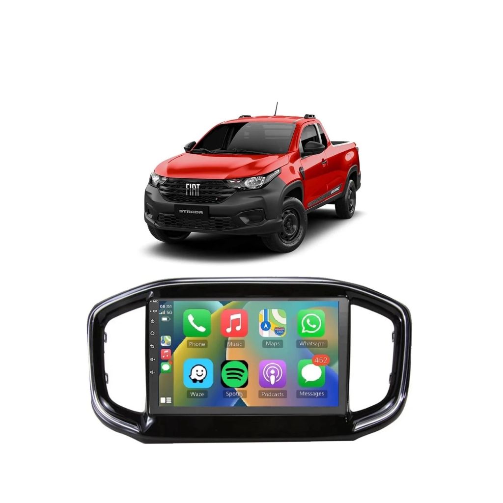 Kit Multimidia Strada 2020 / 2025 Carplay AndroidAuto 9 Pol BT USB FM ...