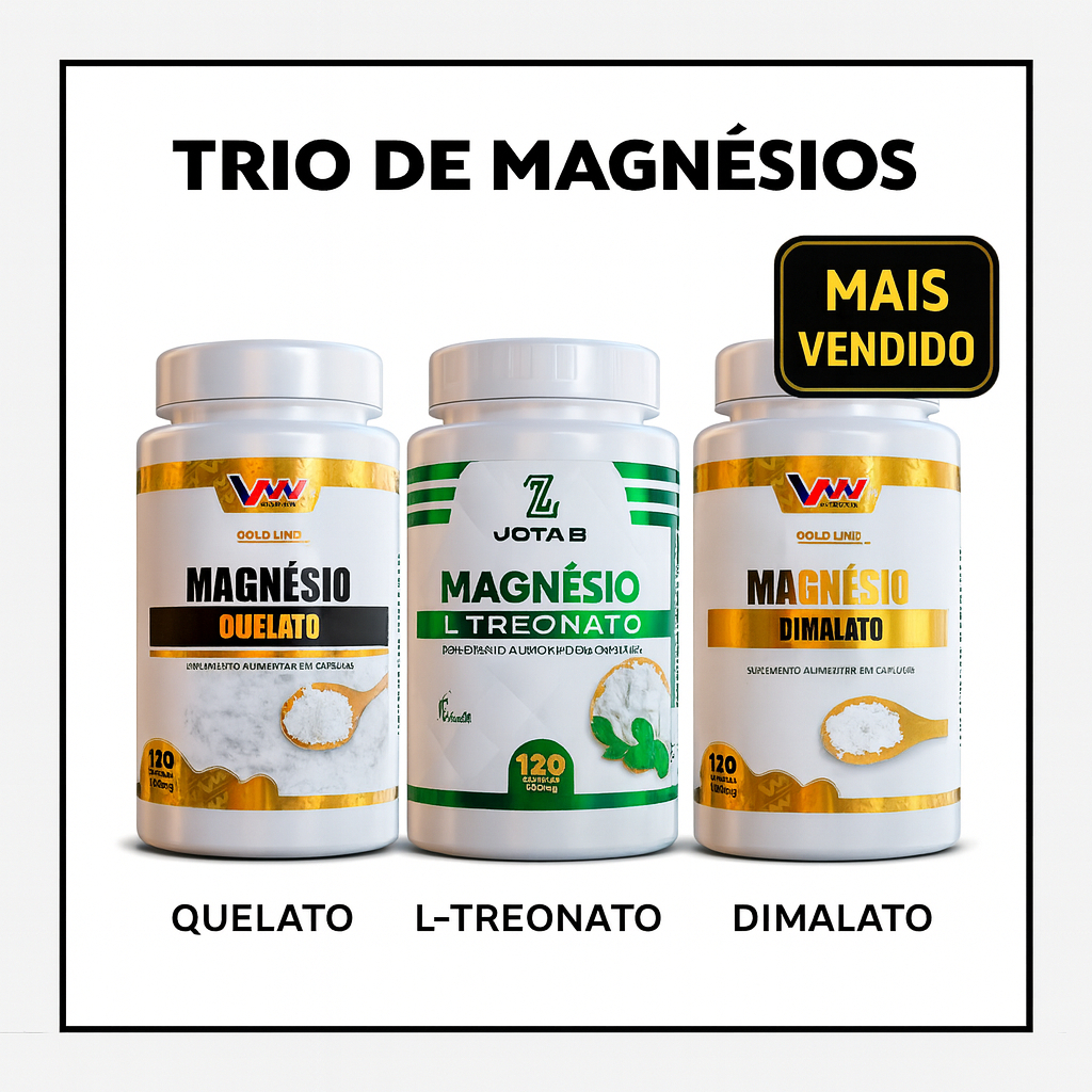 Kit 3 Magnésios - Magnésio l L-Treonato | Dimalato | Quelato - Kit Perfeito Premium | Shopee Brasil