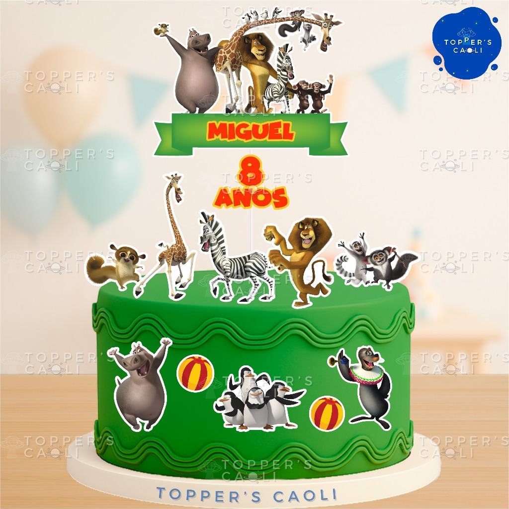 Topo de Bolo Madagascar (Topper) Decoração Festa | Shopee Brasil