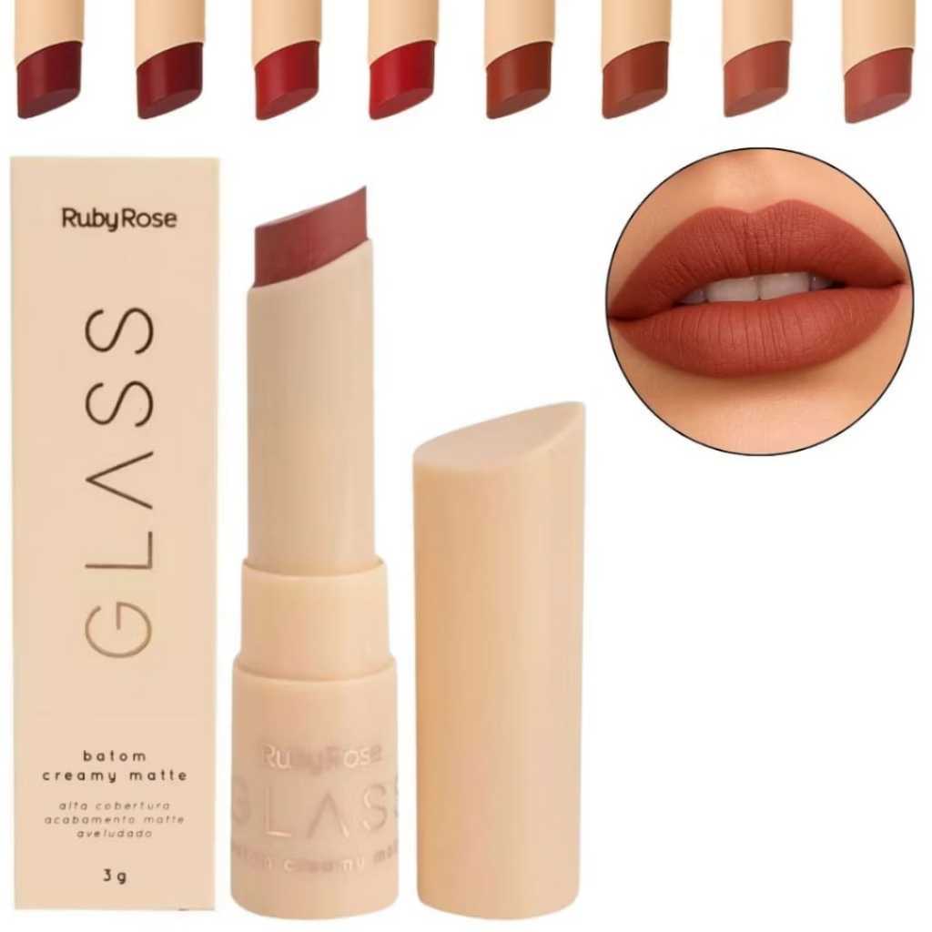 Batom Creamy Matte Alta Cobertura Glass Ruby Rose | Shopee Brasil