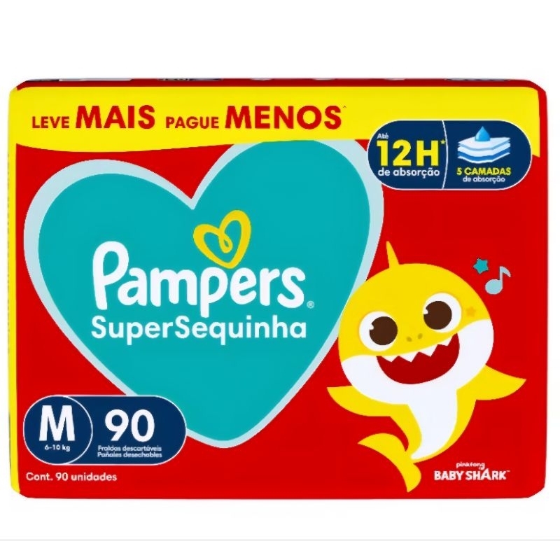 Fralda Pampers SuperSequinha M 90 Unidades Antiga SuperSec | Shopee Brasil