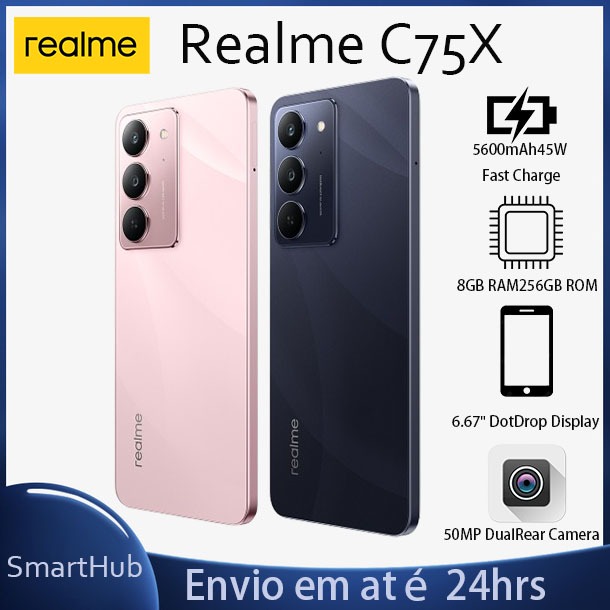 Realme C75x 4G 256GB/8GB RAM, Câmera 50MP, Processador Mediatek Hélio ...
