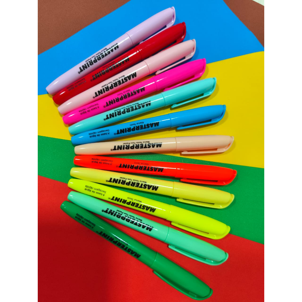 Kit 12 Marca Texto Originais Masterprint (6 Neon + 6 Pastel) | Shopee ...