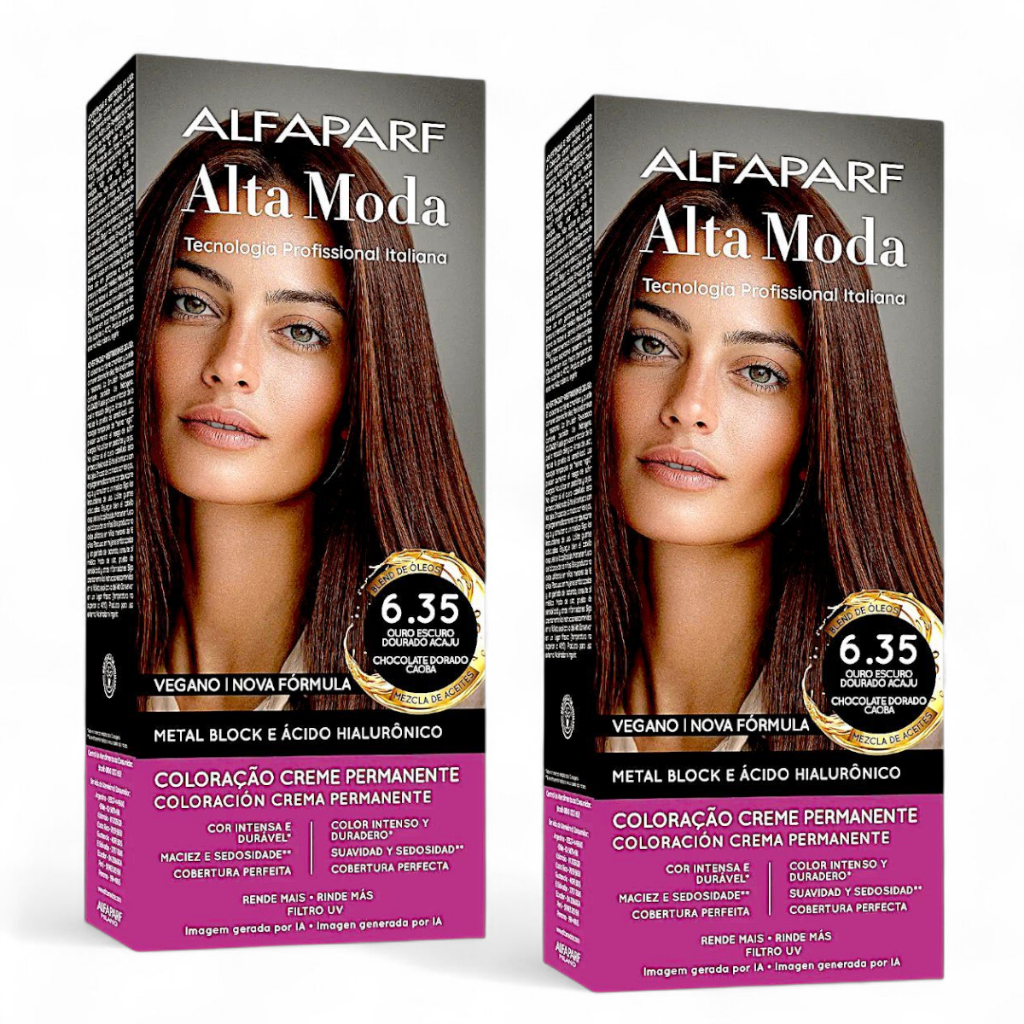 Kit Alta Moda 6.35 Louro Escuro Dourado Acaju Coloração Creme (2 ...