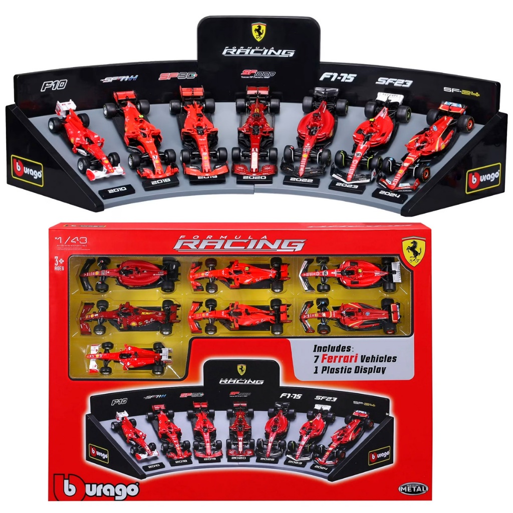 Miniatura Car Playset F1 Ferrari Mercedes Redbull Mclaren 1/43 Bburago ...