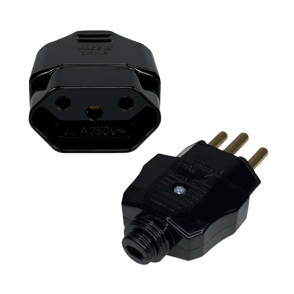 Kit 10 PLUGUE FEMEA 180º 2P+T 10A PRETO WEG + PLUGUE MACHO 180º 2P+T ...