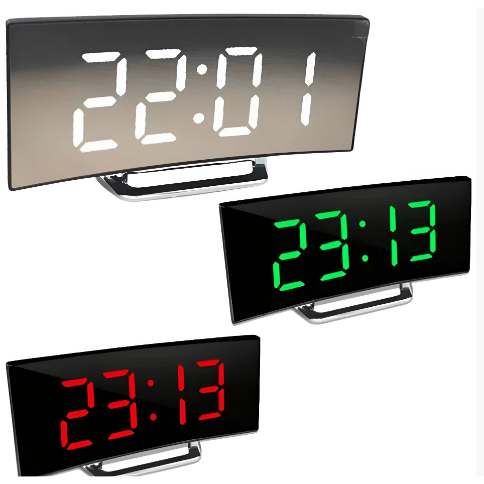 Relógio Led Curvado De Mesa Digital Led Despertador Alarme Relógio de ...