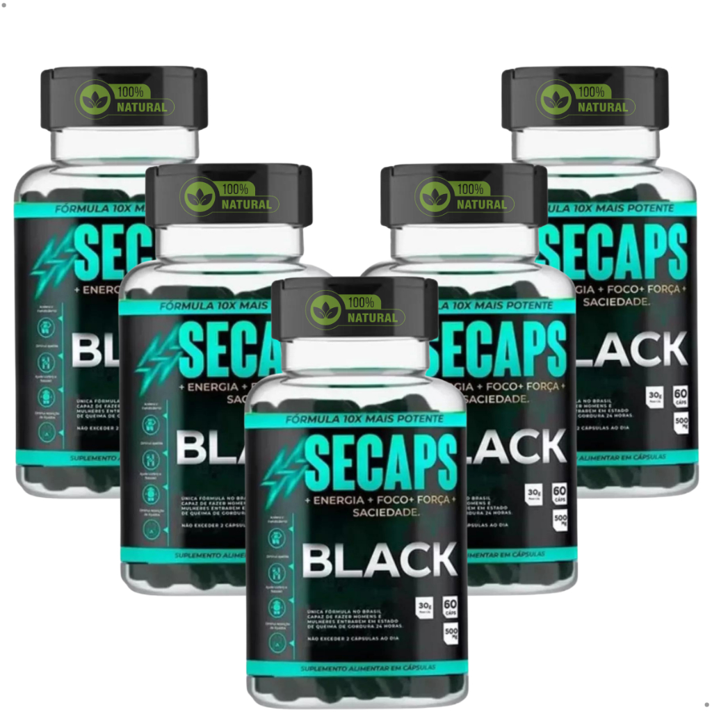 5 Secaps Black Original 60 Cápsulas Suplemento Natural Secaps Max Envio ...