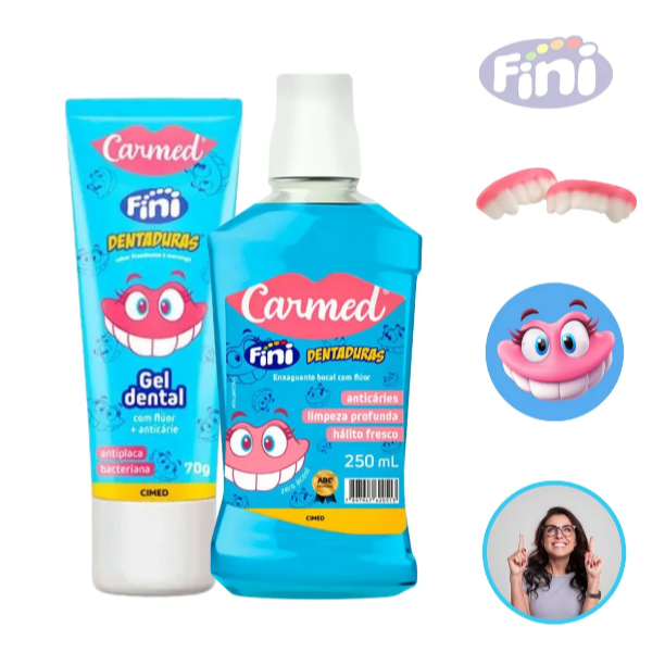 Kit Pasta De Dente E Enxaguante Bucal Fini Dentadura Carmed | Shopee Brasil
