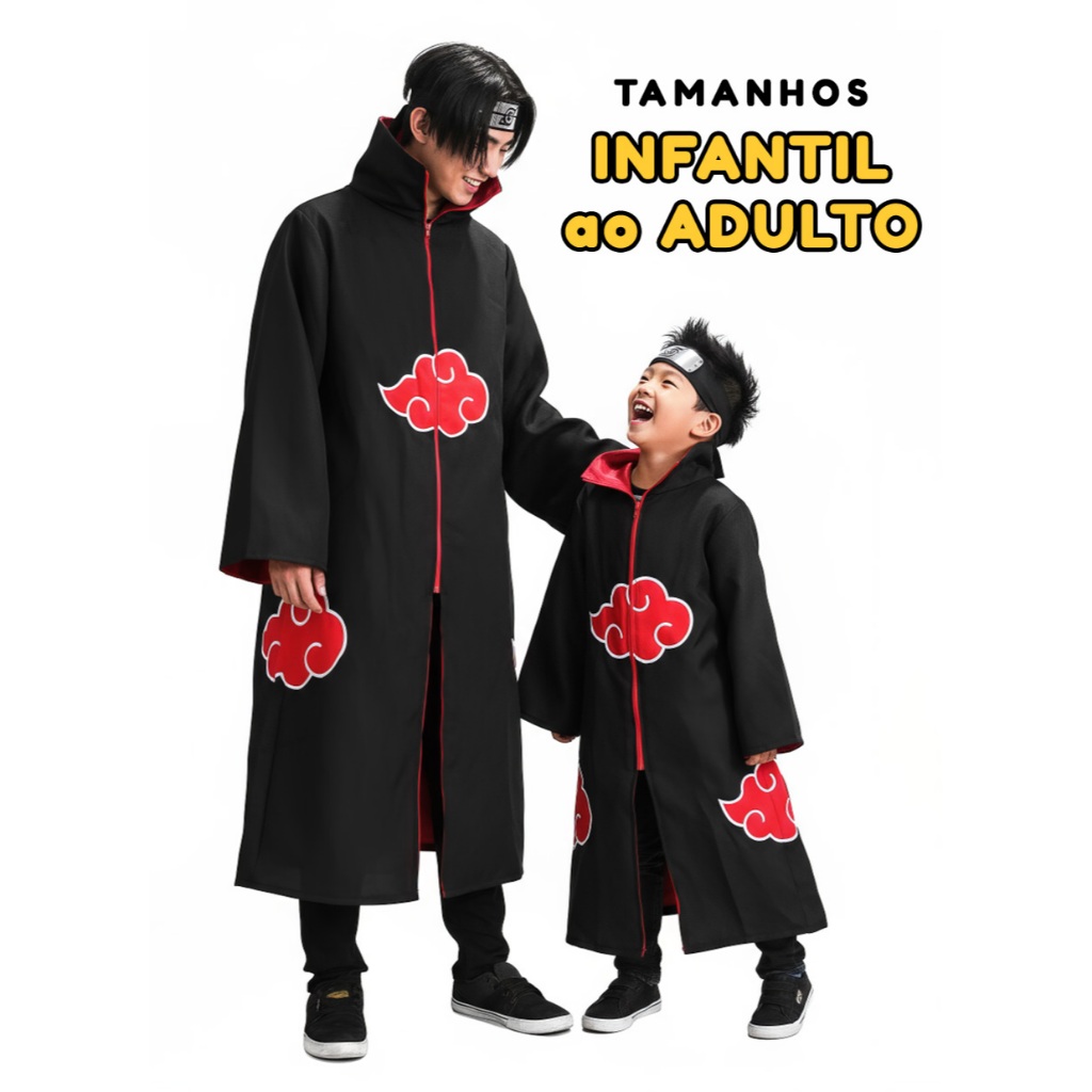 Capa Akatsuki Infantil e Adulto Bordado! Naruto Fantasia Manto Roupa ...