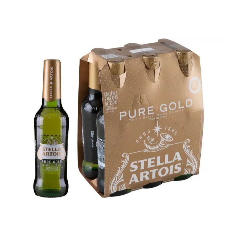 Cerveja Puro Malte Pure Gold Sem Glúten Stella Artois 330ml - Kit c/ 6 Unidades | Shopee Brasil