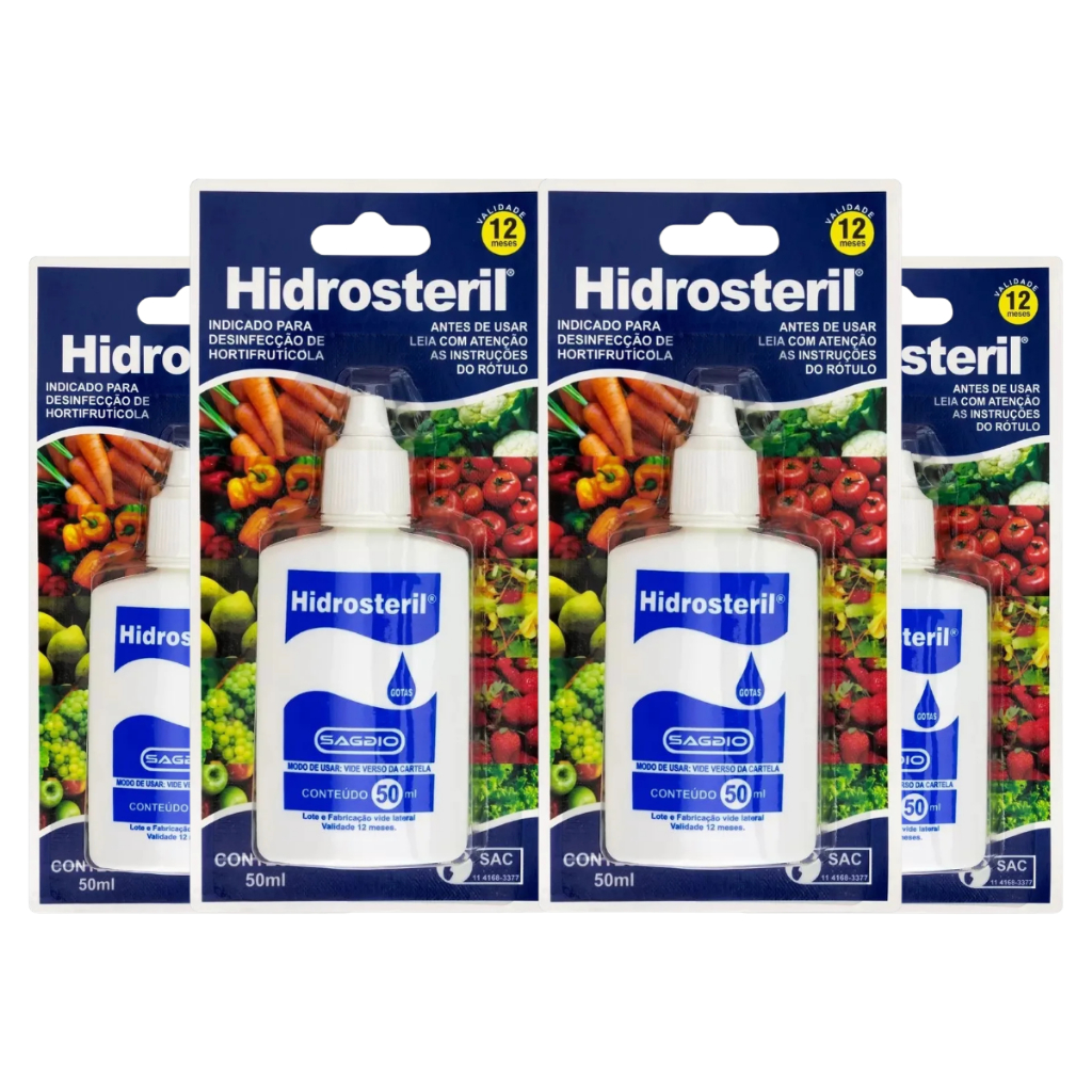 Kit 5 Hipoclorito Hidrosteril Gotas 50 ML Sanitizante para Água ...