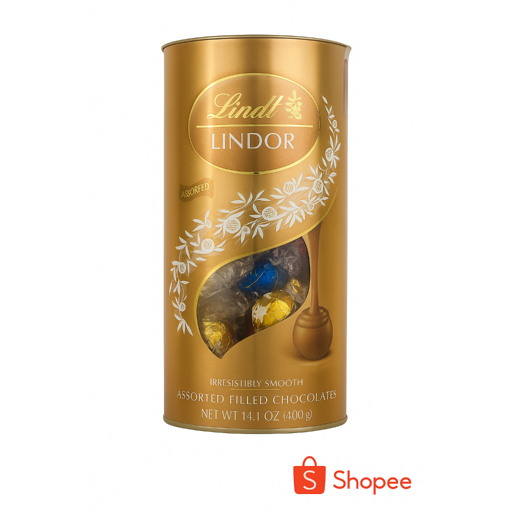 Chocolate Suiço Sortidos Lindt Lindor 400g lata | Shopee Brasil