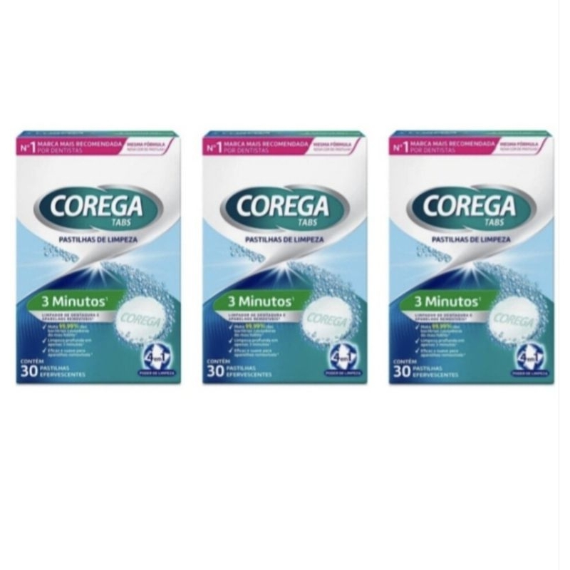 Corega Tabs Pastilhas Efervescentes 3 Minutos - 3 Cxs Melhor Preço ...