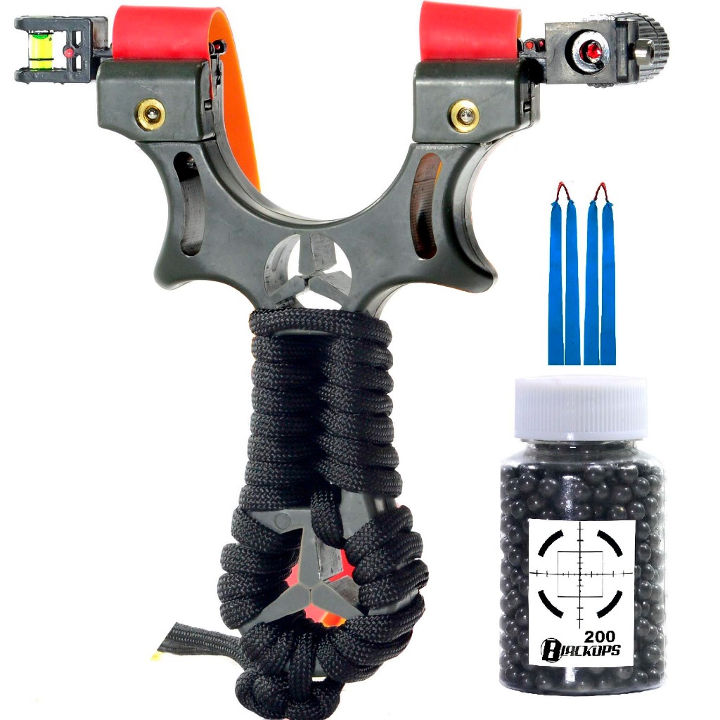 Estilingue Atiradeira Profissional Bodoque M65 BLACK OPS + 200 Esferas ...
