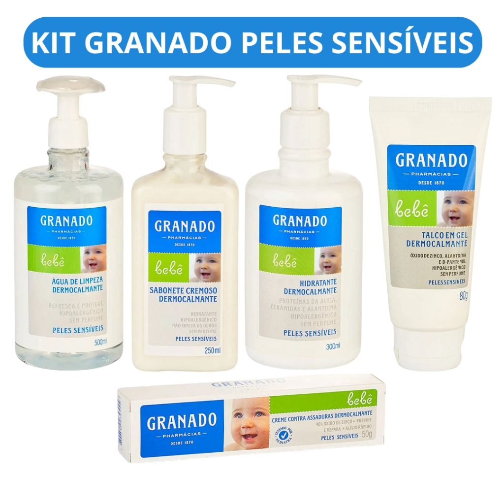 Kit Granado Água de limpeza + Sabonete Cremoso + Hidratante + Talco em ...