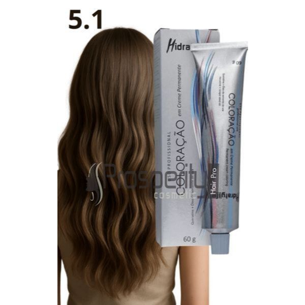 Tinta 5.1 Castanho Claro Acizentado Tintura Profissional 60 g Mairibel ...