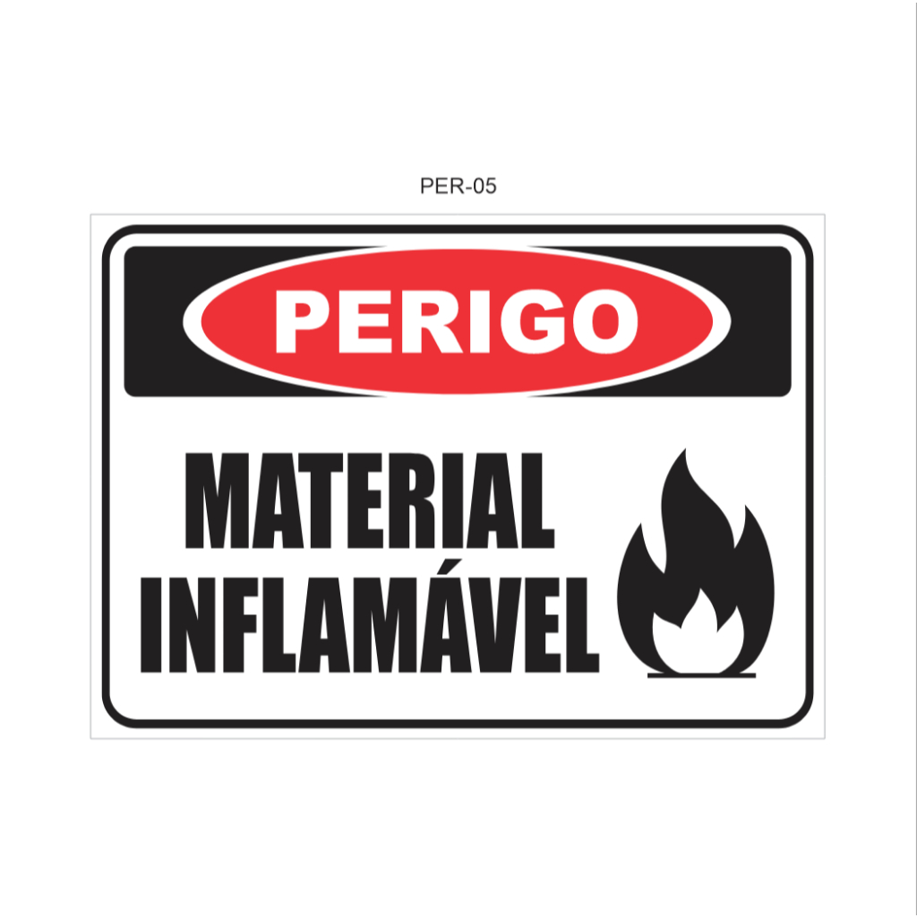 Placa Sinalização Perigo Material Inflamável 28x20cm PS Fácil ...
