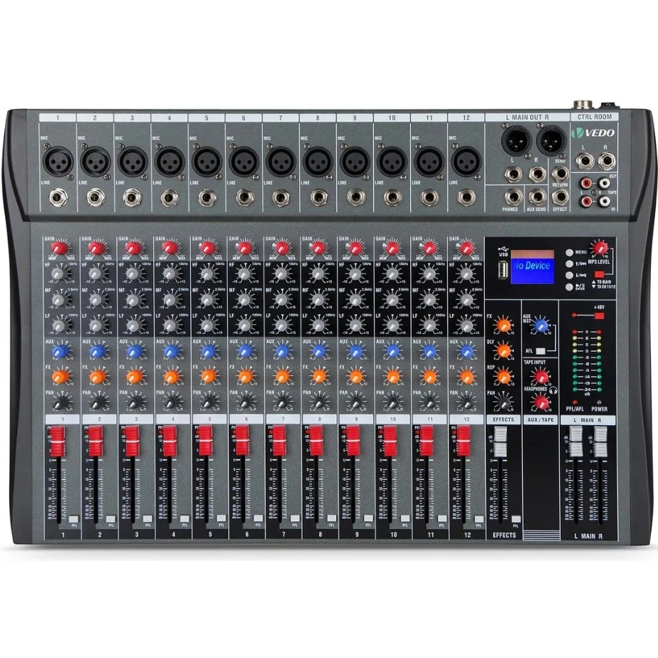 Mesa de som Console De Mixagem 12 Canais VDA212L Vedo MP3 Bluetooth USB Mixer Console Bivolt ...