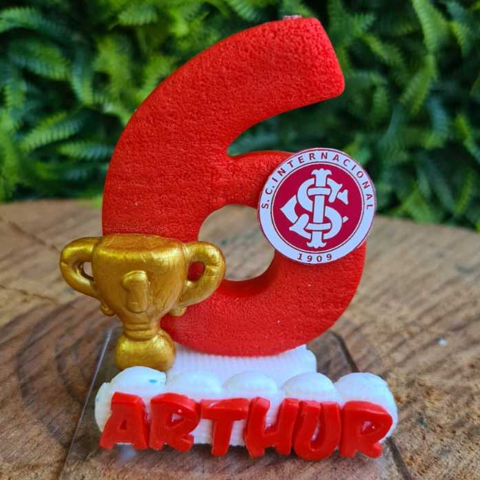 Vela de Aniversário INTER, INTERNACIONAL Topo de Bolo em Biscuit ...