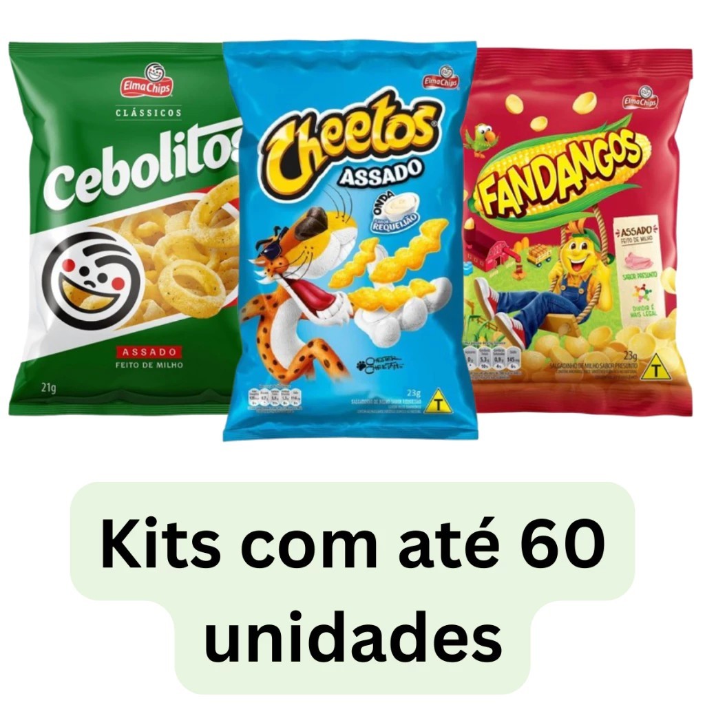 Salgadinhos Elma Chips Cheetos Fandangos Cebolitos Kit com até 60 unidades | Shopee Brasil