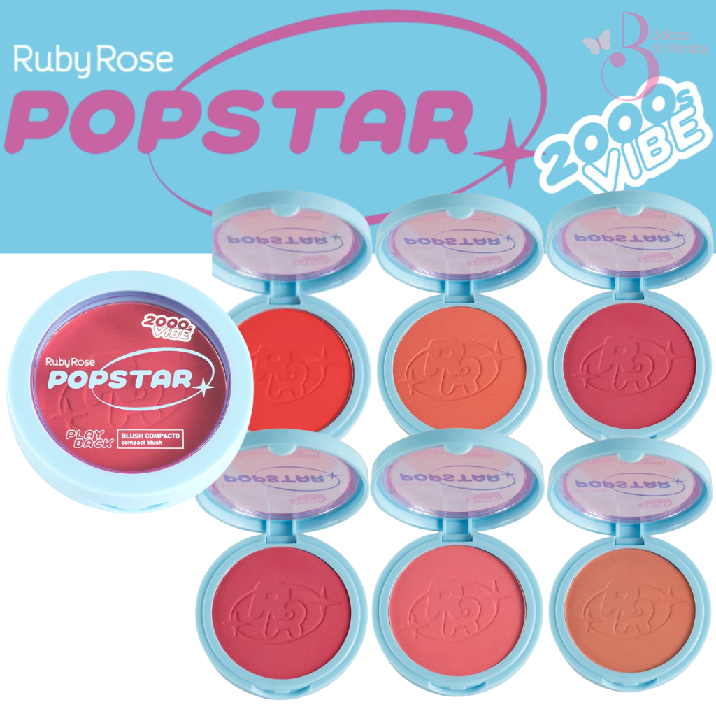 Blush Compacto Ruby Rose Popstar em Pó Matte Playback Maquiagem Vibe ...