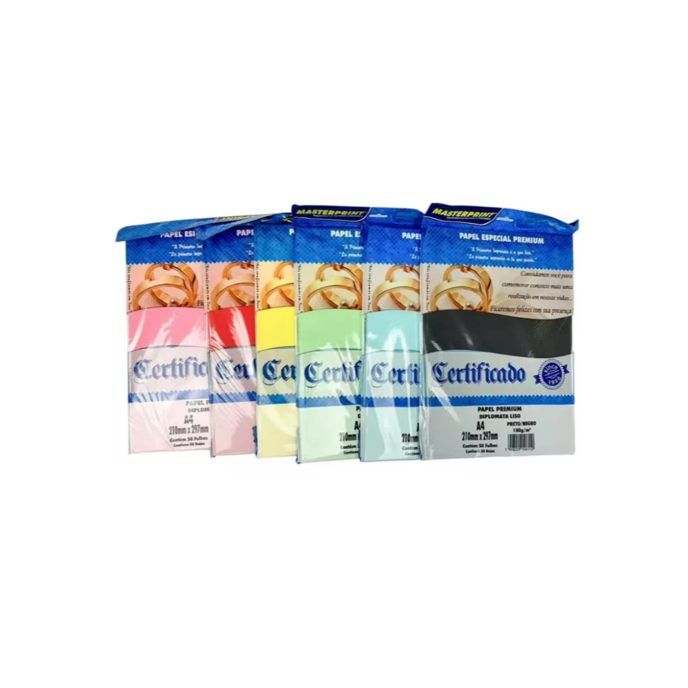 Kit Mix 6 Cores Color Plus Offset A4 180g Colorido Masterprint Pacote ...
