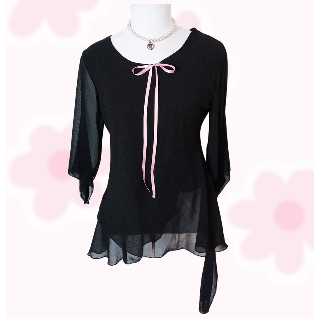 Blusa Preta Coquette Y2K anos 2000s | M | Shopee Brasil