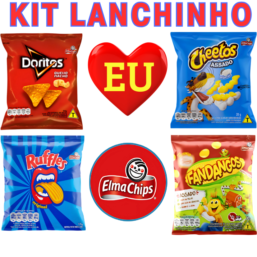 kit 60 salgadinhos Elma Chips Doritos Queijo Nacho, Ruffles Original ...