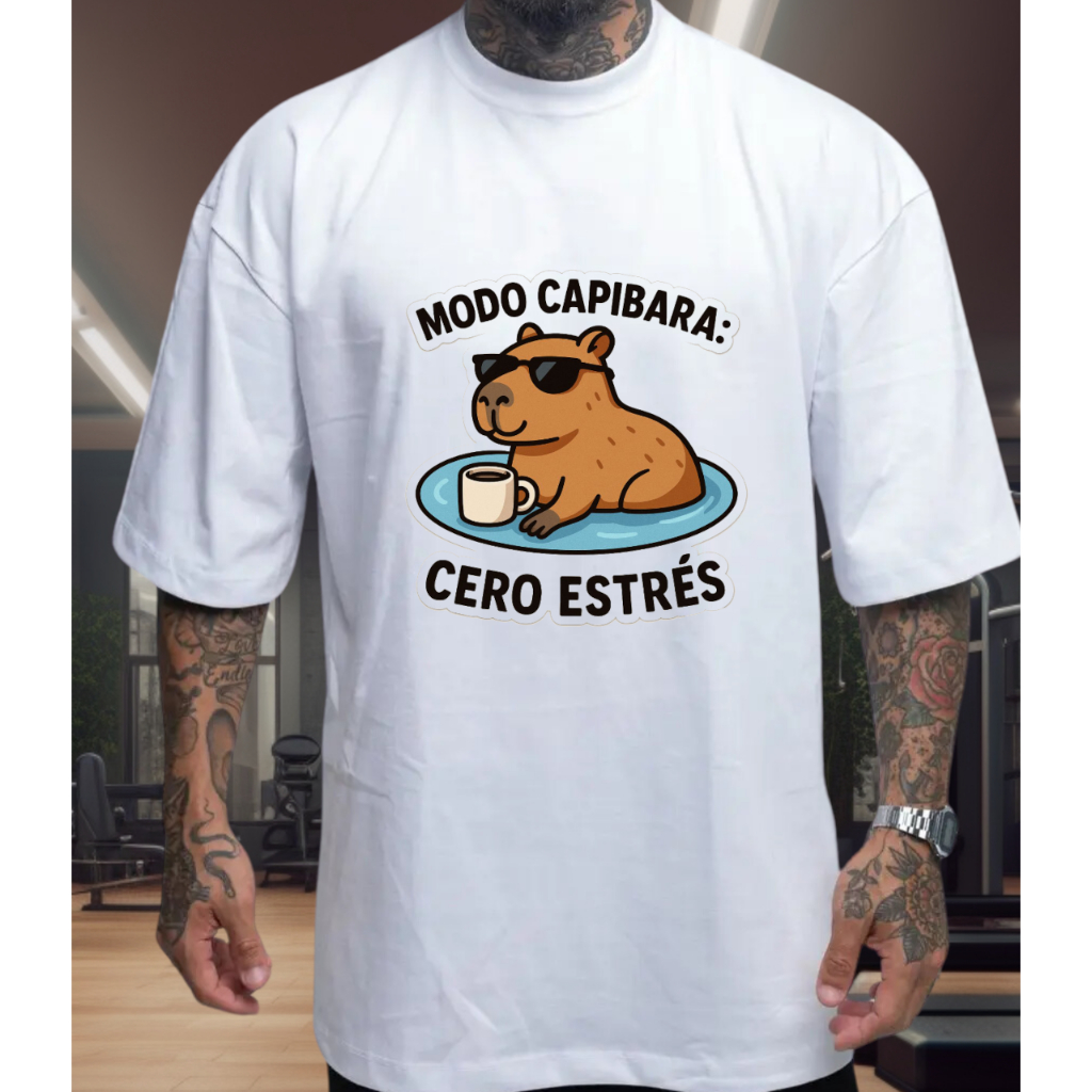 Camiseta Oversized "Modo Capivara" Casual & Streetwear 100% Algodão ...