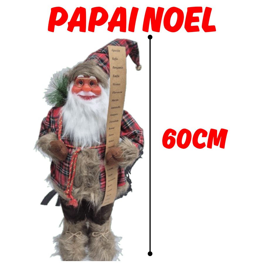 Papai Noel Luxo 60X30cm Grande Enfeite Natalino Alta Qualidade Boneco ...