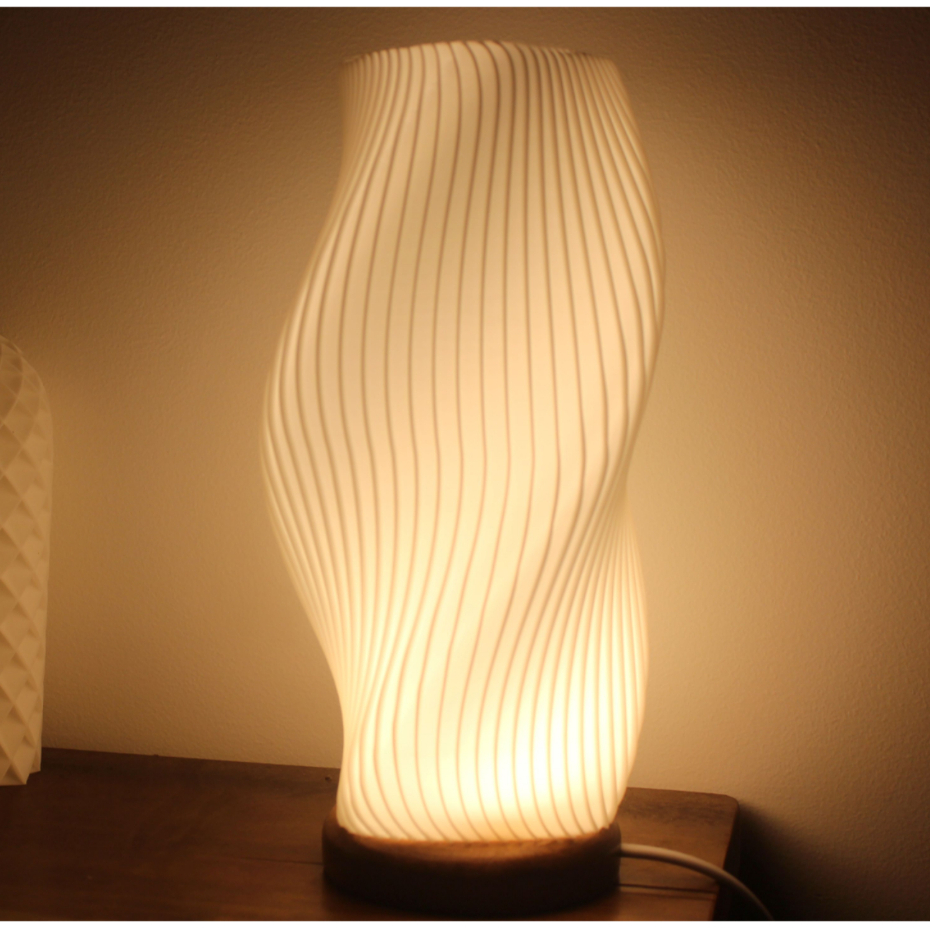 Luminária lâmpada de mesa abajur espiral cilindro frisado Moderno ...