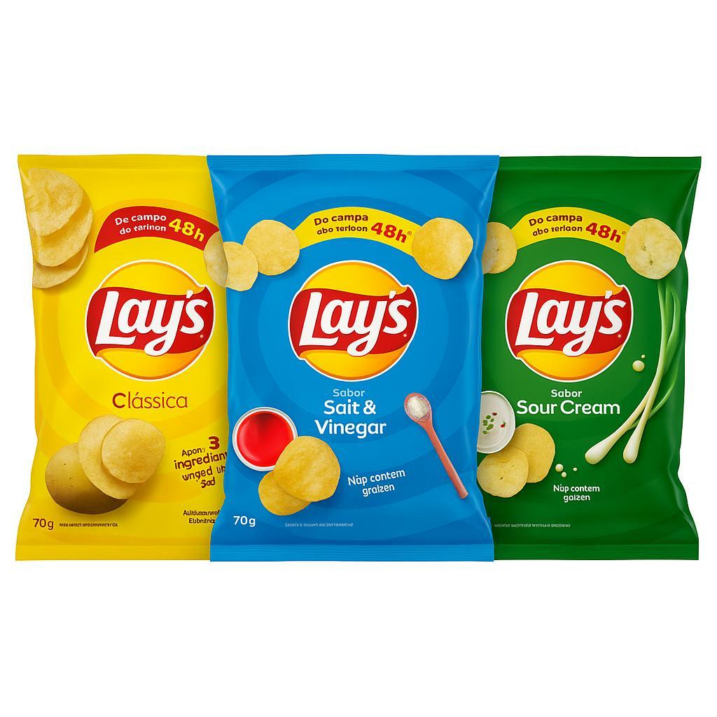 Kit 12 Salgadinhos Lays Sabores Variados ( 4 sal e vinagre/4 clássica/4 ...
