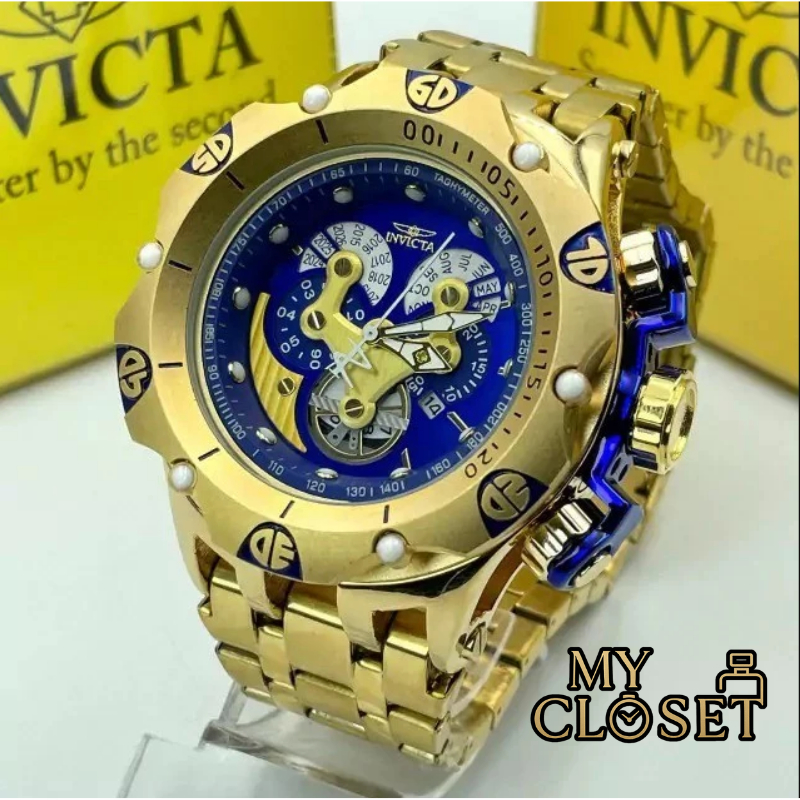 Relógio Invic Hybrid Iron man dourado e azul- RESISTENTE A ´AGUÁ | Shopee Brasil