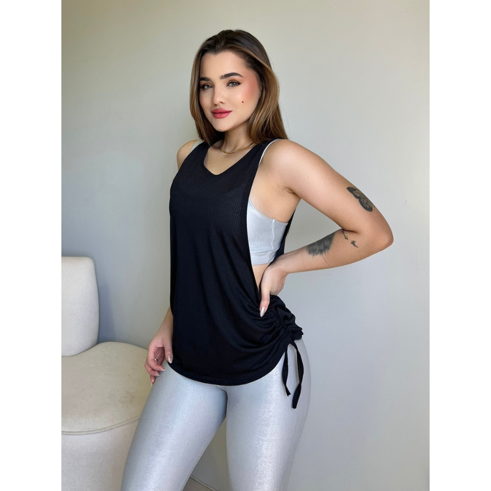 Blusas Dry Fit Feminina Fitness Decote Lateral Tapa Bumbum Top Regata ...