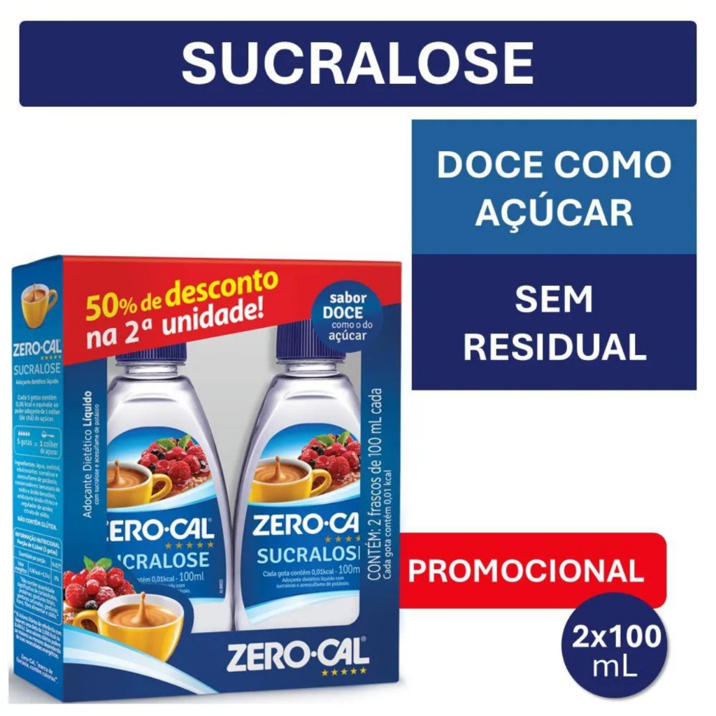 Adoçante Zerocal Sucralose Kit com 2 Frascos de 100ml | Shopee Brasil