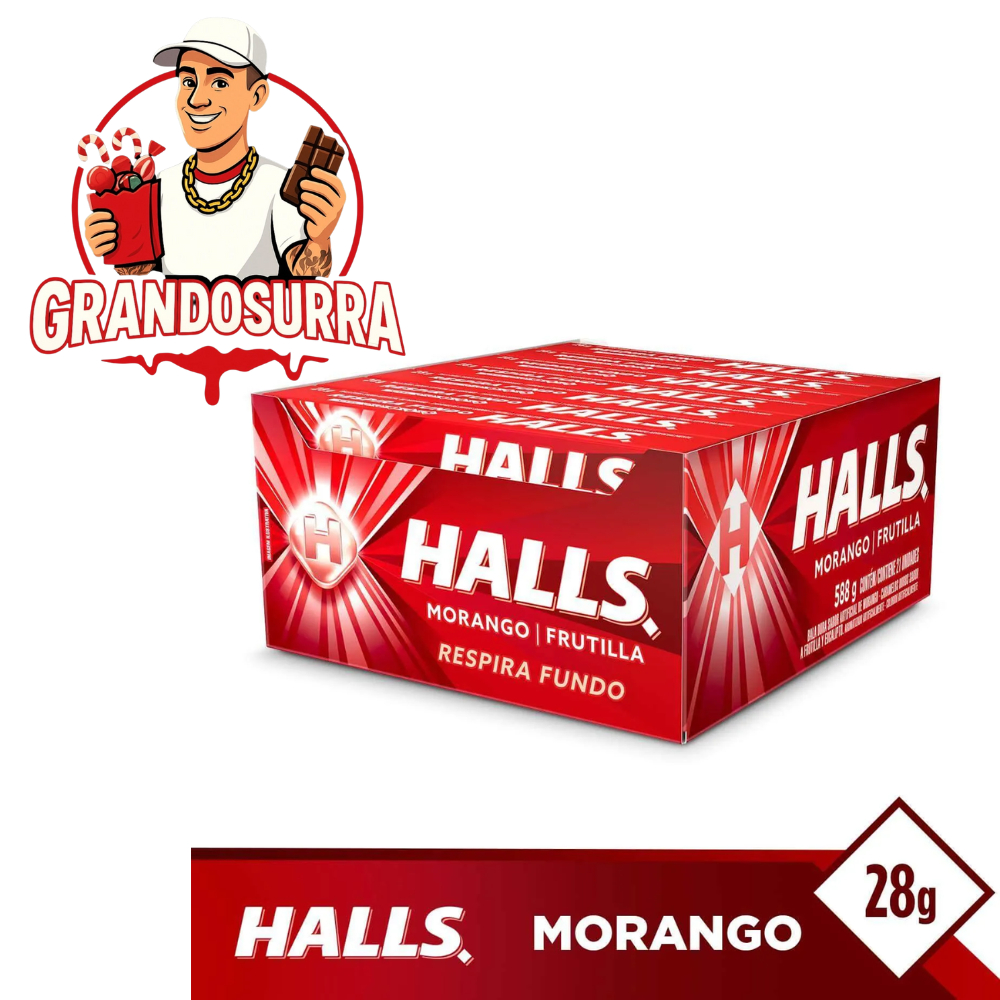 Drops Halls Sabor Morango | 21 Unidades | Shopee Brasil