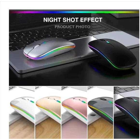 Mouse Sem Fio Wireless Com Bateria Interna Recarregavel 2,4 Ghz Led RGB Home Office | Shopee Brasil