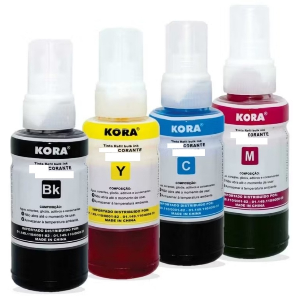 Kit 4 Tinta Refil Corante Impressora L120 L395 L396 L355 L555 L365 L355 ...