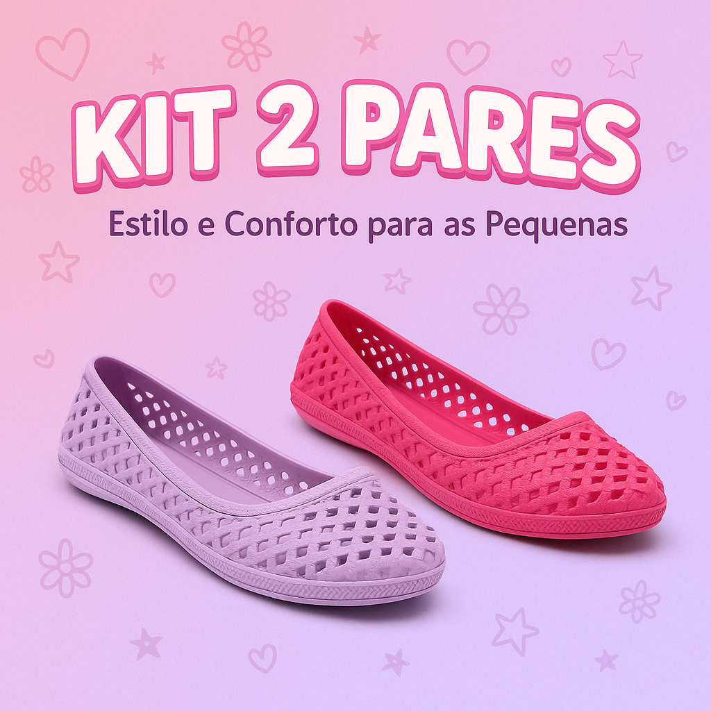 Kit 2 Pares Sapatilha Infantil Feminina EVA Confortável Para o Dia a ...