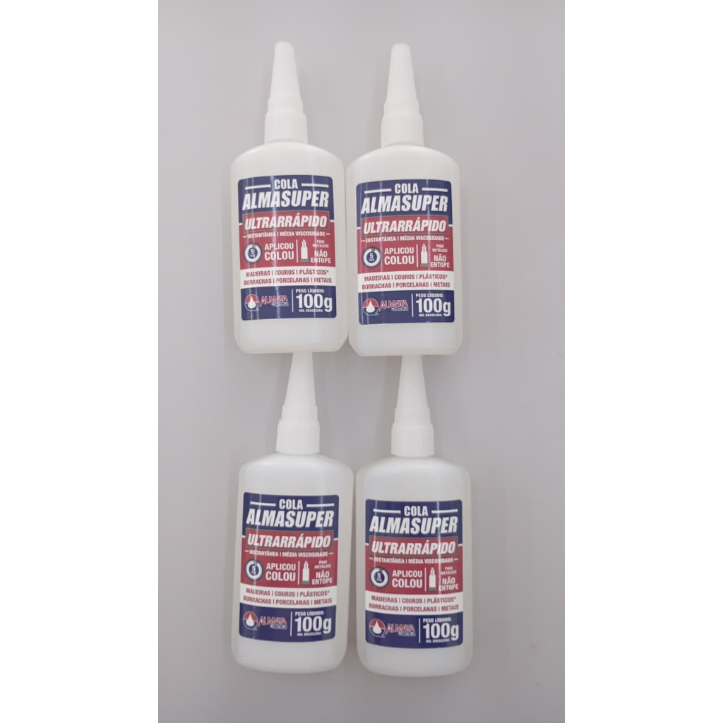 KIT 4 COLA INSTANTANEA ALMA SUPER MEDIA VISCOSIDADE 100G | Shopee Brasil
