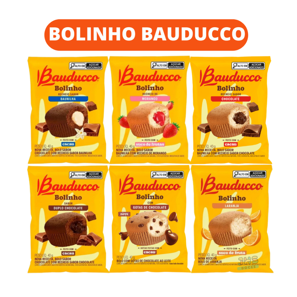Bolo Bolinho Bauducco Chocolate Caixa 16un 40g kit escolar | Shopee Brasil