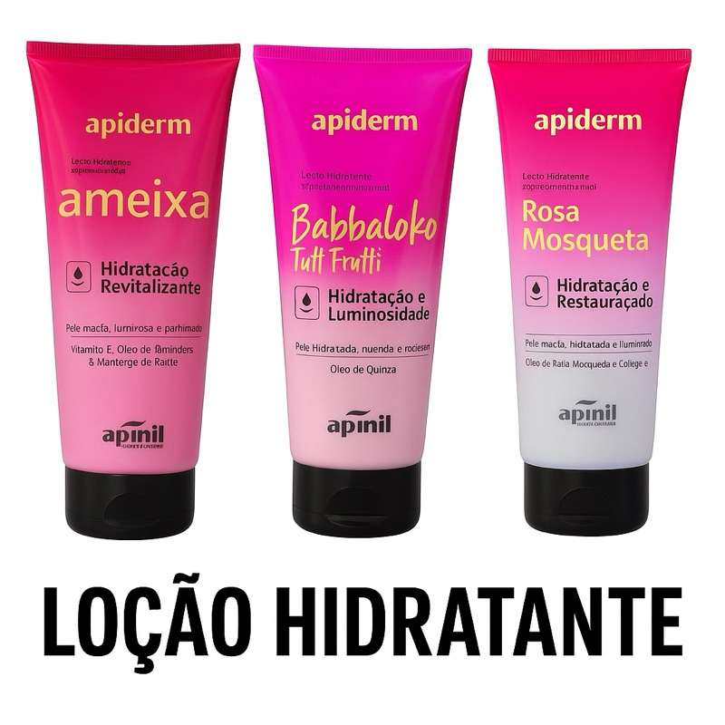 Kit 3 Hidratantes Corporais Apiderm – Ameixa, Babbaloko Tutti Frutti e ...