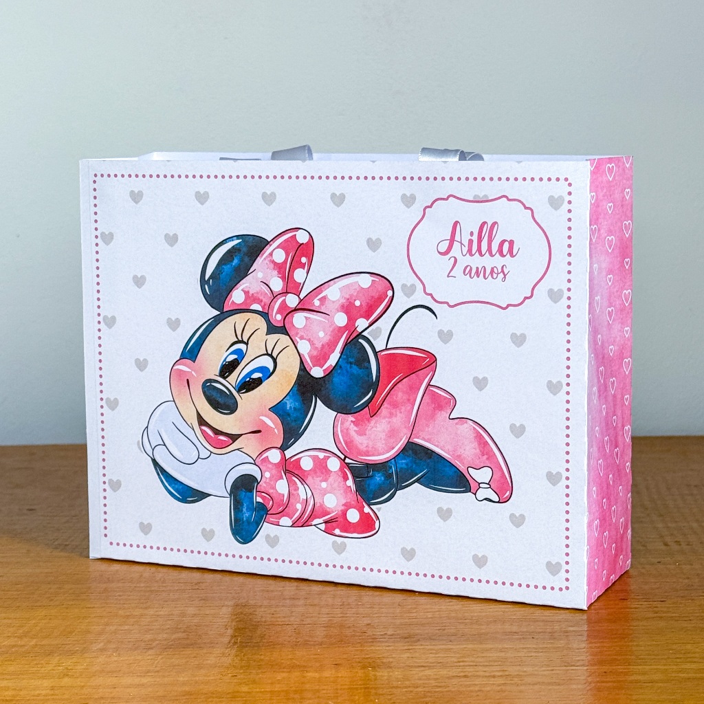 Sacolinha Personalizada MINNIE ROSA Para Festa PEGUE E MONTE | Shopee ...