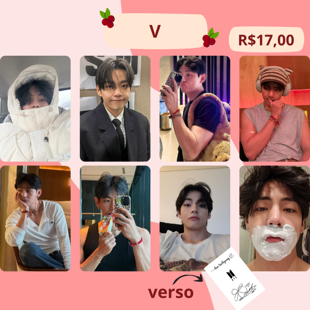 8 PHOTOCARDS BTS - V [FANMADE] | Shopee Brasil