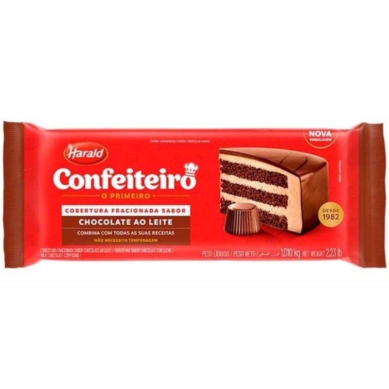 Chocolate Cobertura Harald Confeiteiro Barra Ao Leite 1,010 Kg | Shopee ...