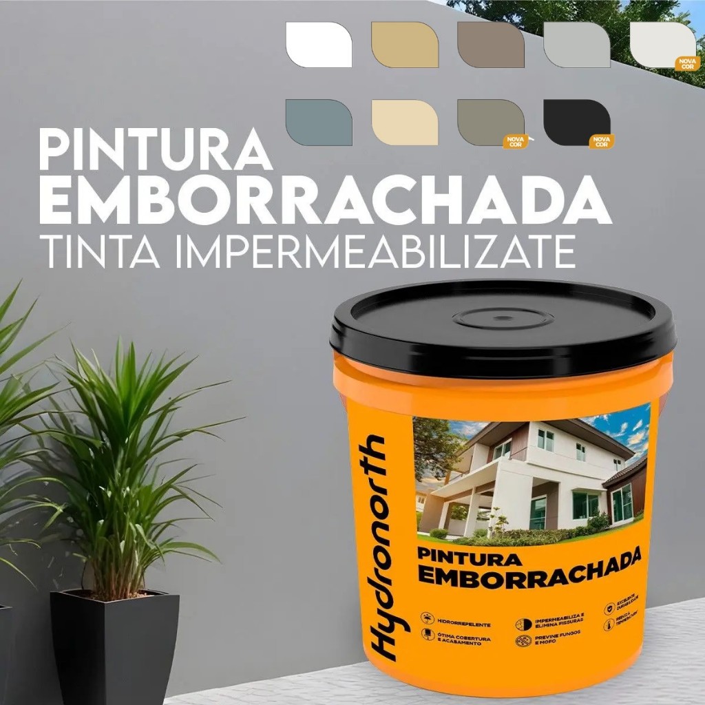Tinta Pintura Emborrachada Elástica Premium Parede Interna e Externa 18 ...